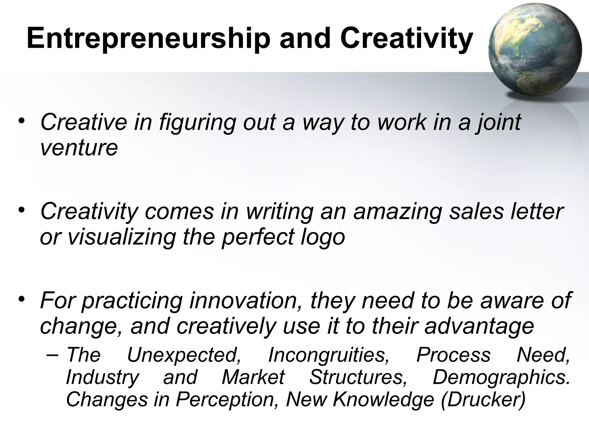 The role of creativity in entrepreneurship | PPT