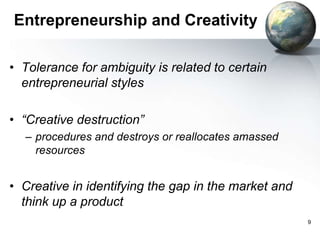 The role of creativity in entrepreneurship good | PPTX