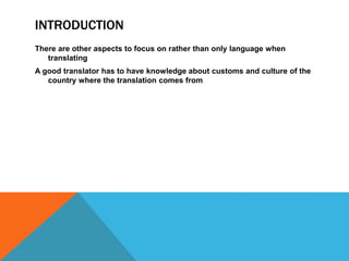 The role of culture in translation | PPTX