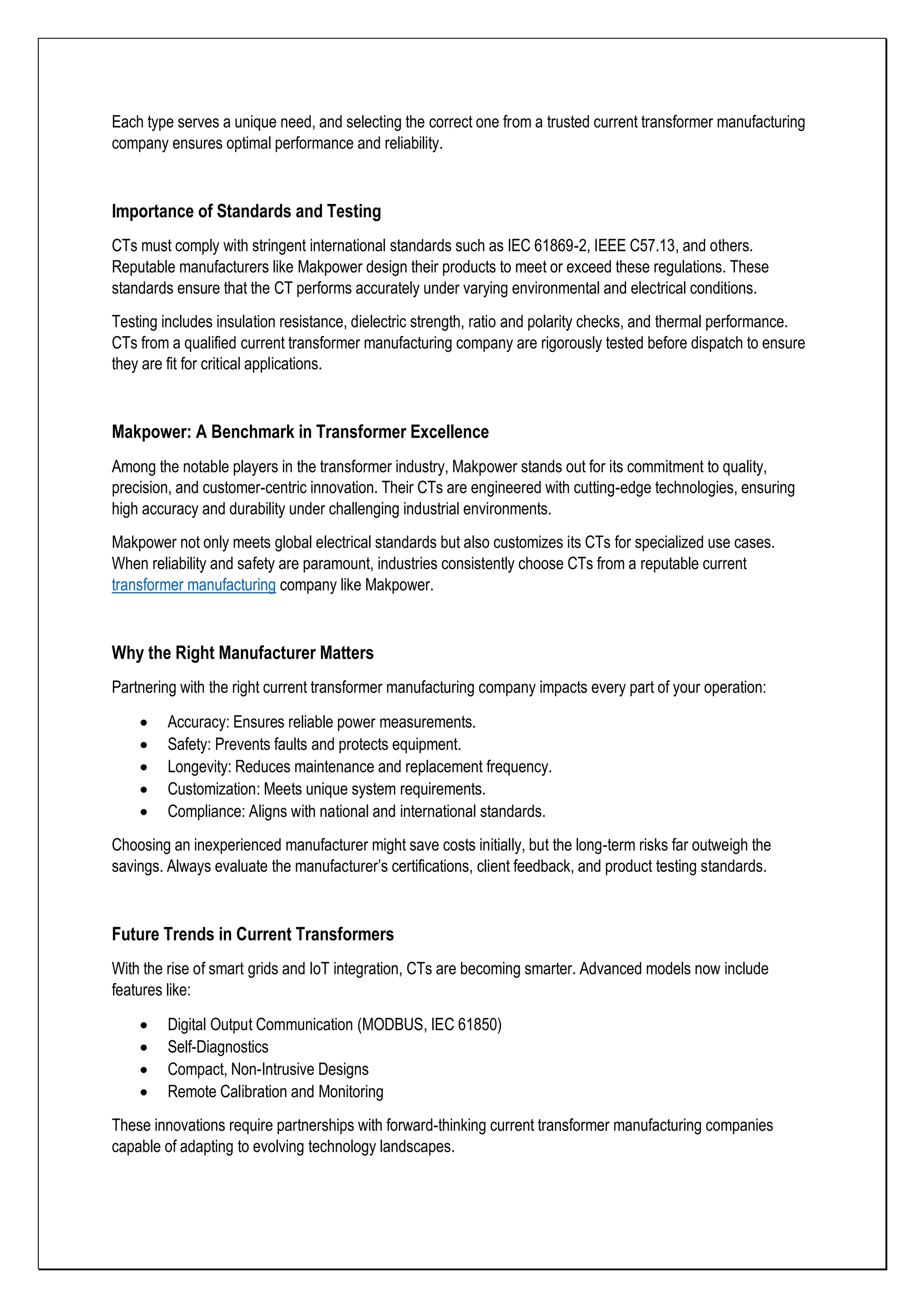 The Role of Current Transformers in Electrical Safety and Measurement | PDF