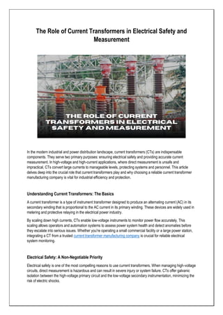 The Role of Current Transformers in Electrical Safety and Measurement | PDF