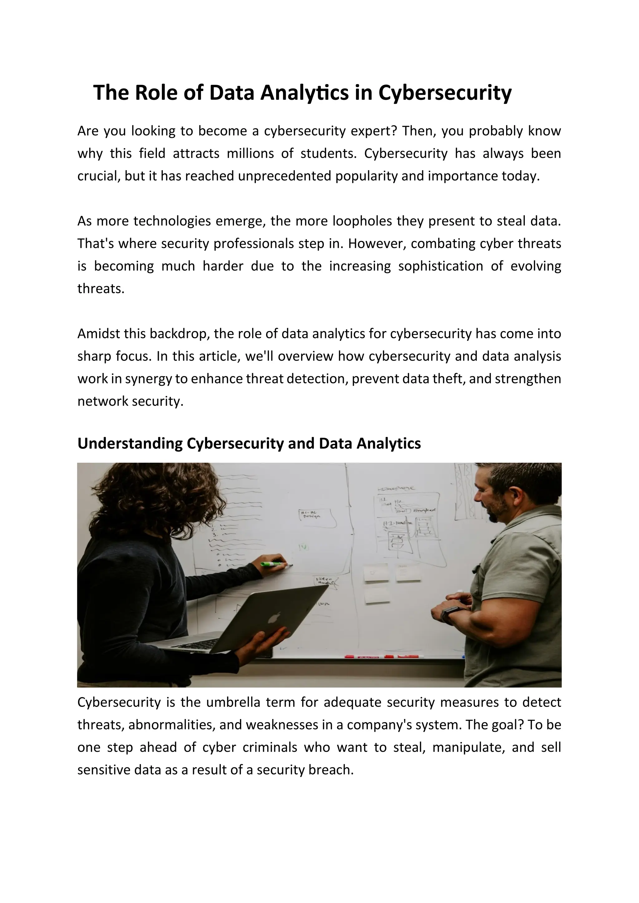 The Role Of Data Analytics In Cybersecurity | PDF