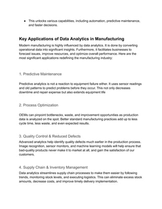 The Role of Data Analytics in Modern Manufacturing | PDF