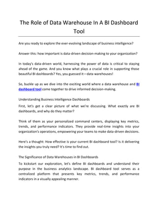 The Role of Data Warehouse In A BI Dashboard Tool.pdf