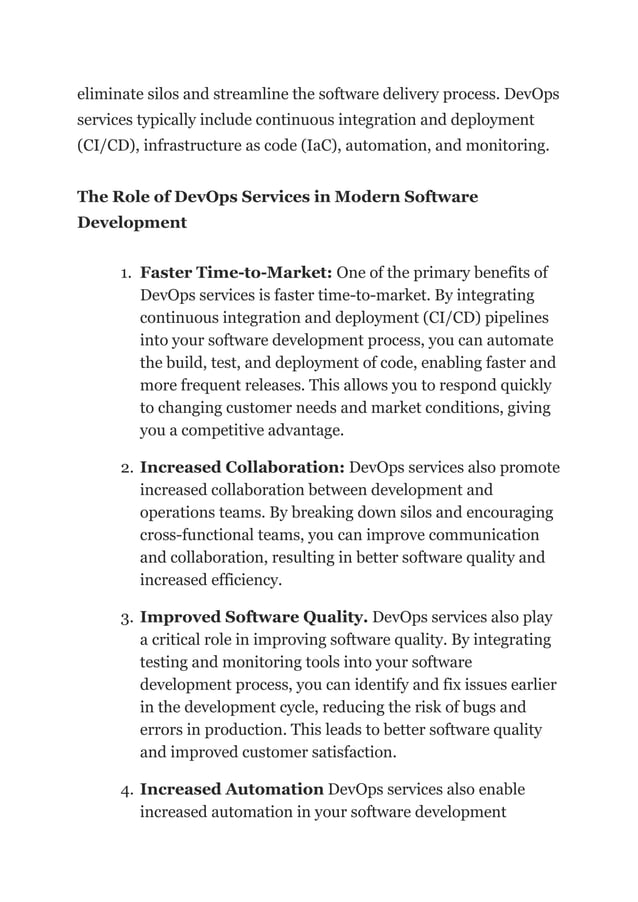 The Role Of Devops Services In Modern Software Development Pdf
