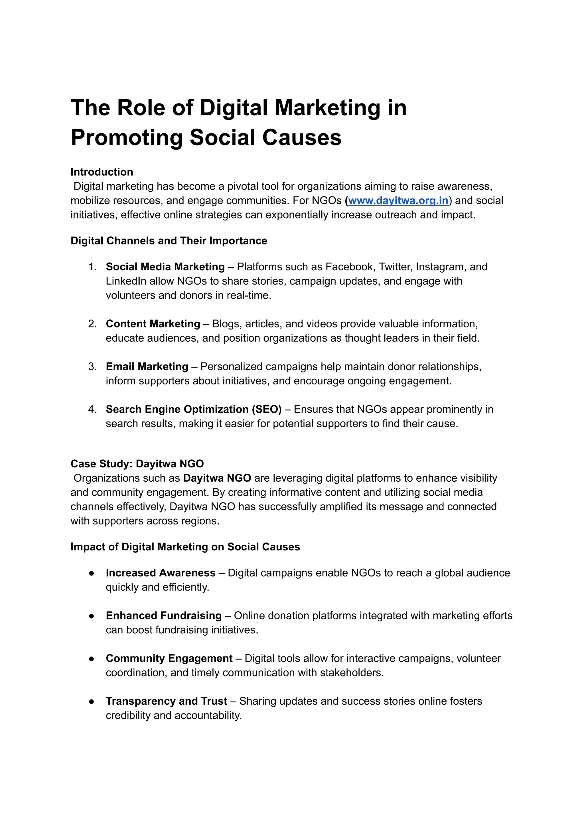 Digital Marketing Strategies for Social Causes | PDF