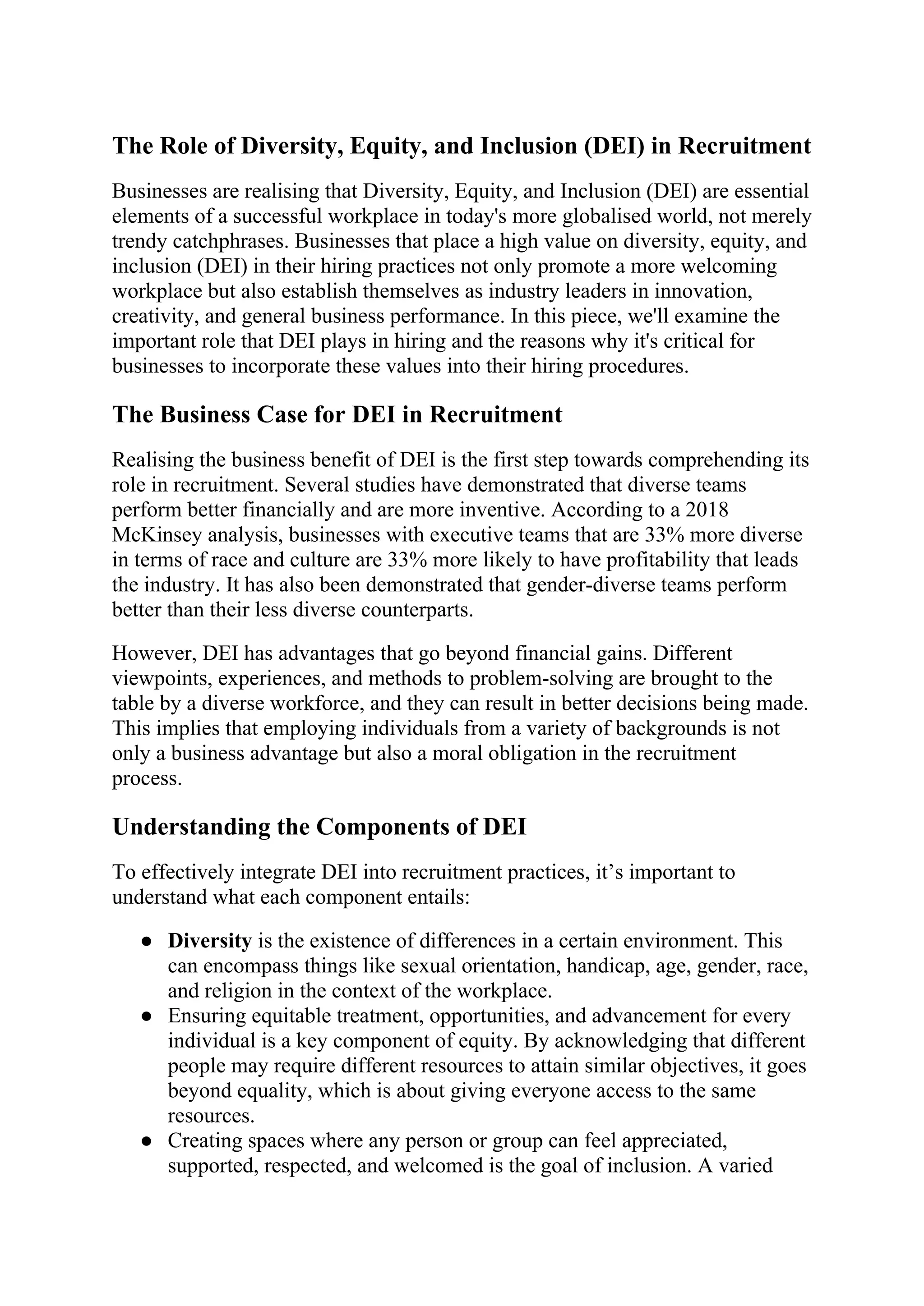 The Role of Diversity, Equity, and Inclusion (DEI) in Recruitment.docx