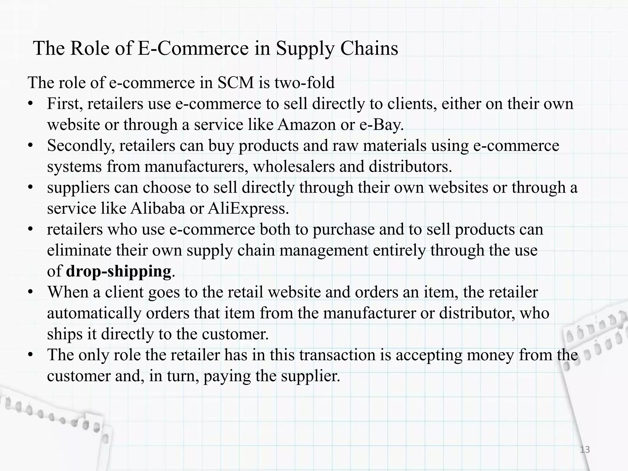 The role of e business in supply chain management | PPTX