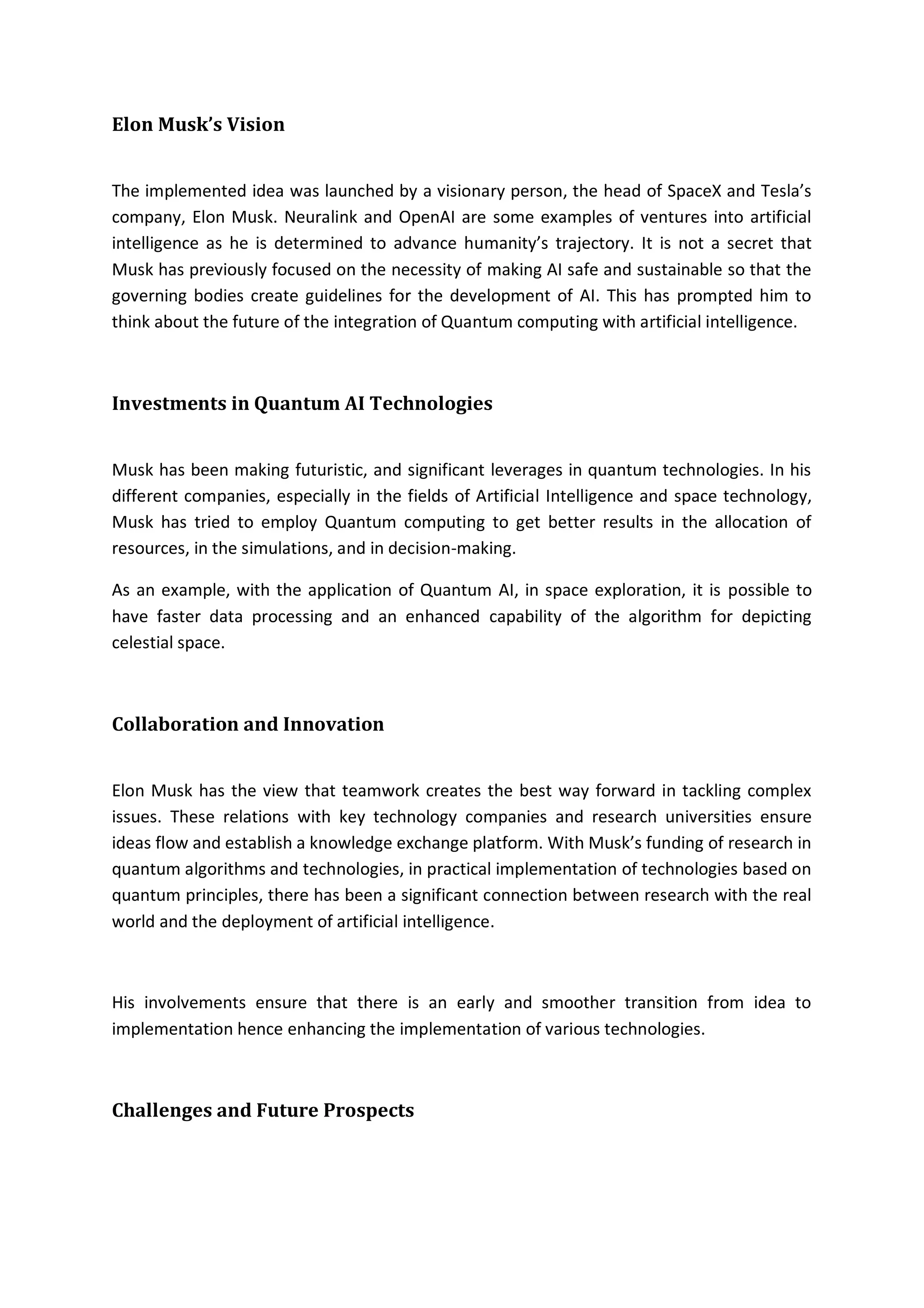 Elon Musk's Impact on the Quantum AI Revolution | PDF