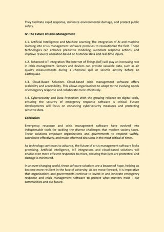 Emergency Response & Crisis Management for Resilience | PDF