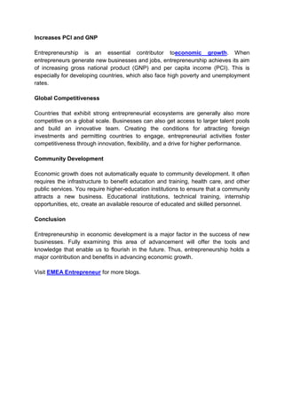 The Role of Entrepreneurship in Economic Growth | PDF