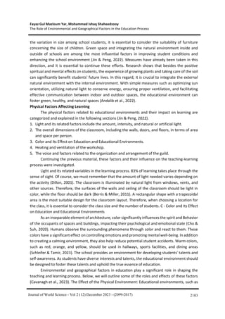 THE ROLE OF ENVIRONMENTAL AND GEOGRAPHICALFACTORS IN THE EDUCATION ...