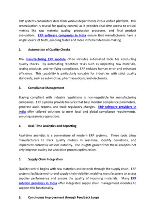 The Role of ERP in Managing Quality Control in Manufacturing | PDF