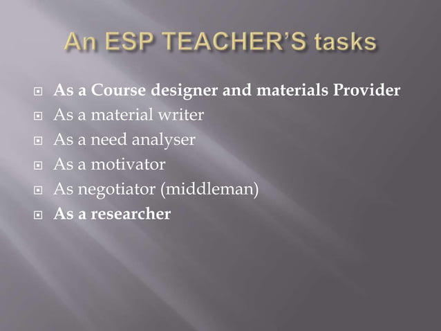 The role of ESP the teacher | PPT