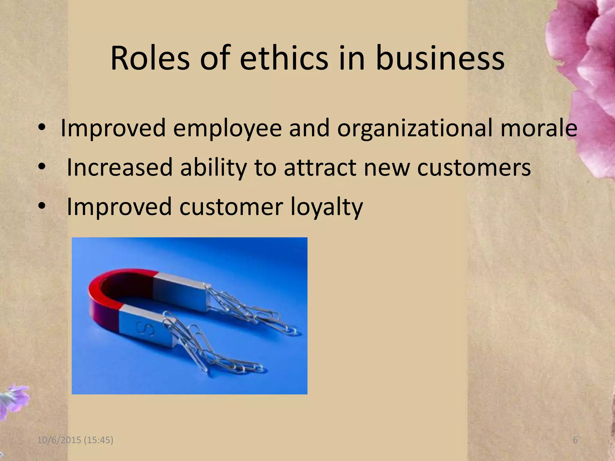 The role of ethics in business | PPTX