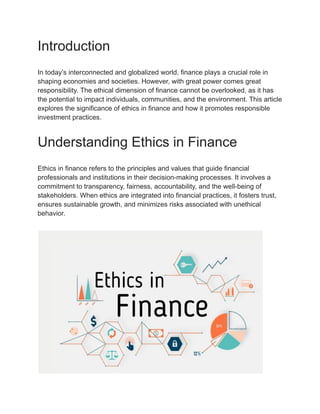 The Role of Ethics in Finance_ Promoting Responsible Investment ...