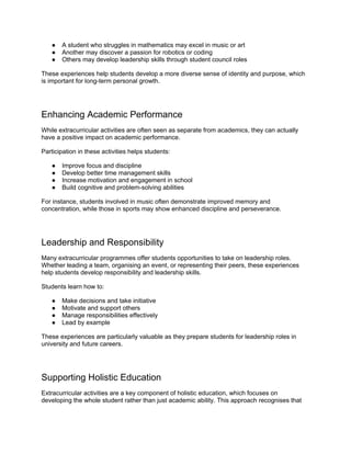 The Role of Extracurricular Activities in Building Well-Rounded ...