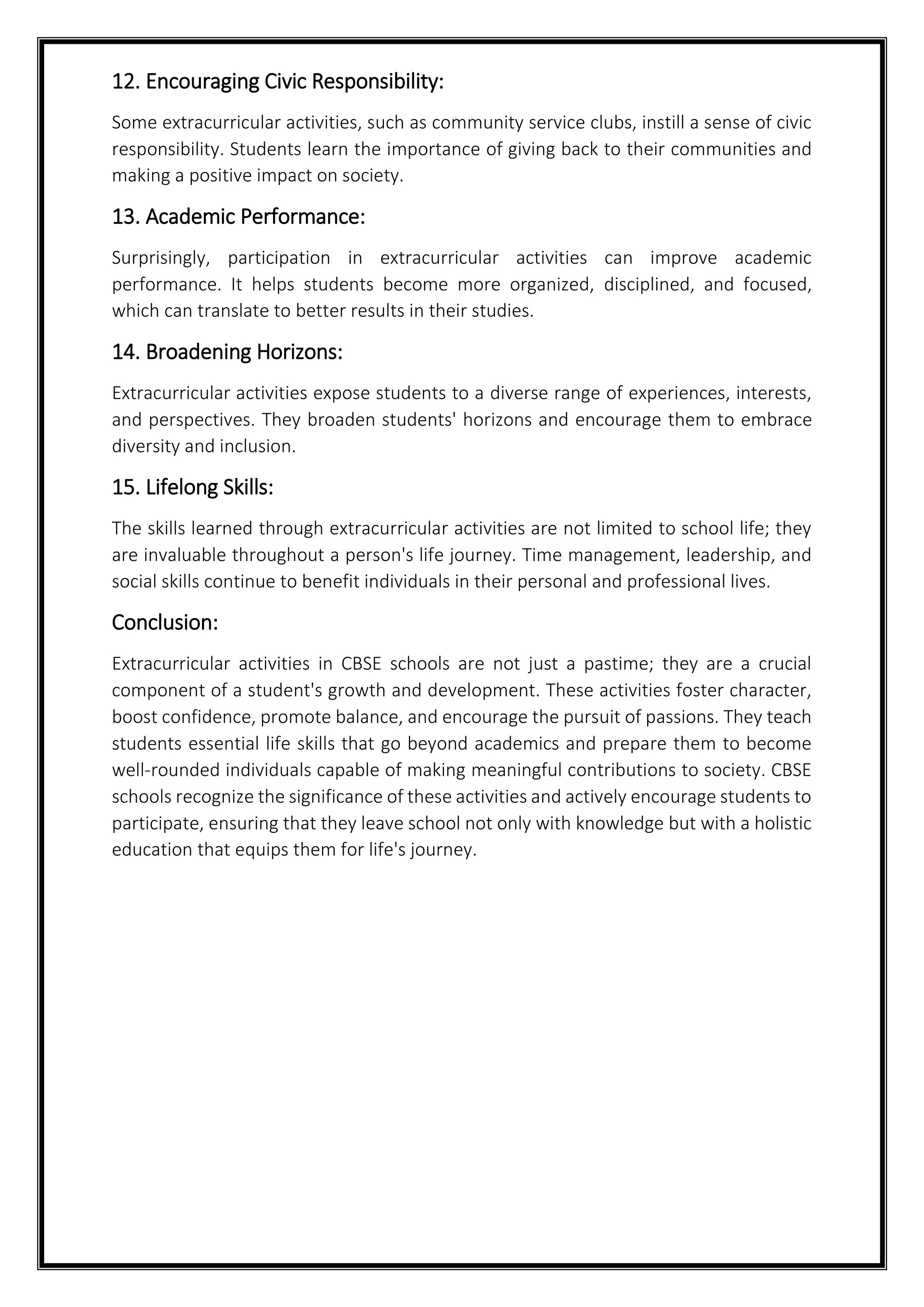 The Role of Extracurricular Activities in CBSE Schools Going Beyond ...