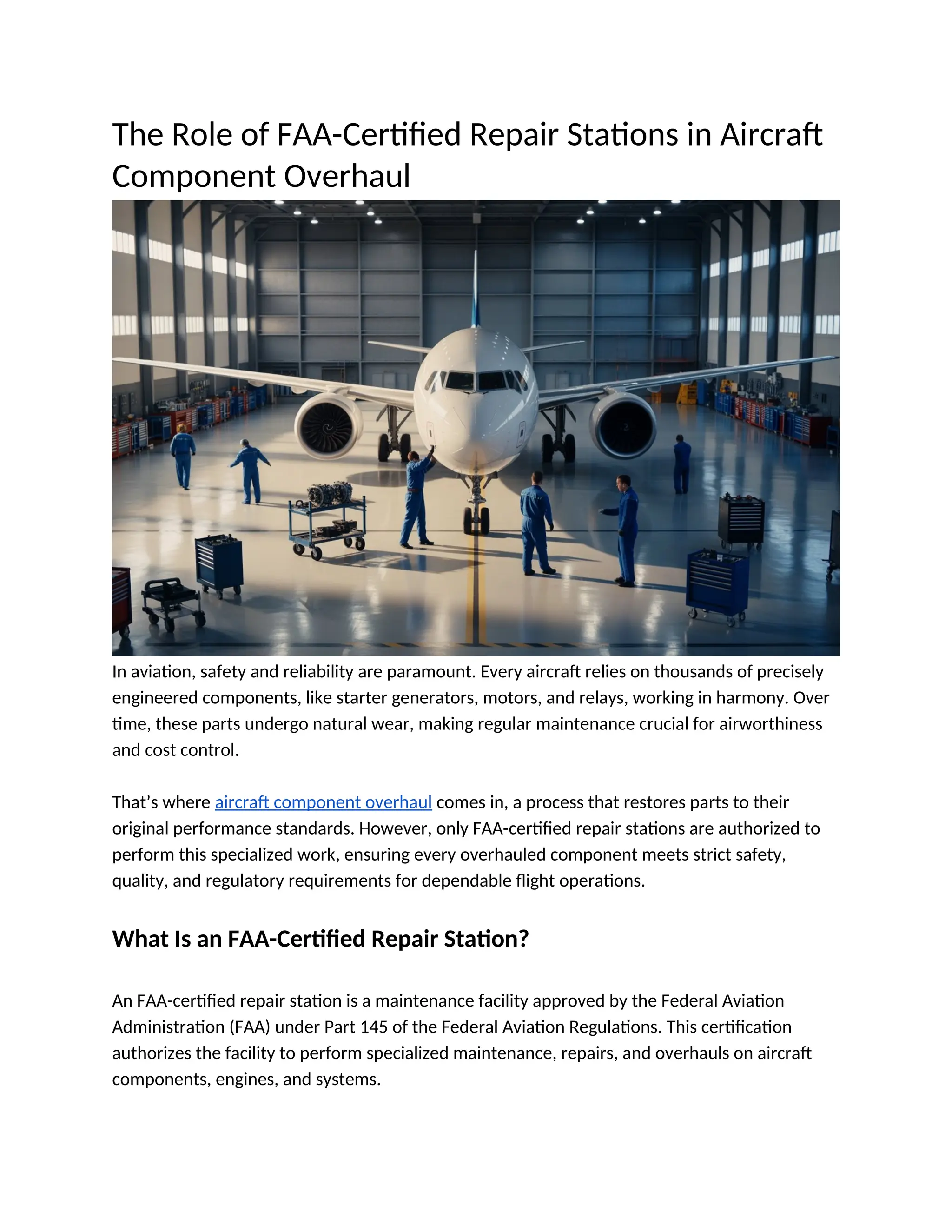 The Role of FAA-Certified Repair Stations in Aircraft Component ...