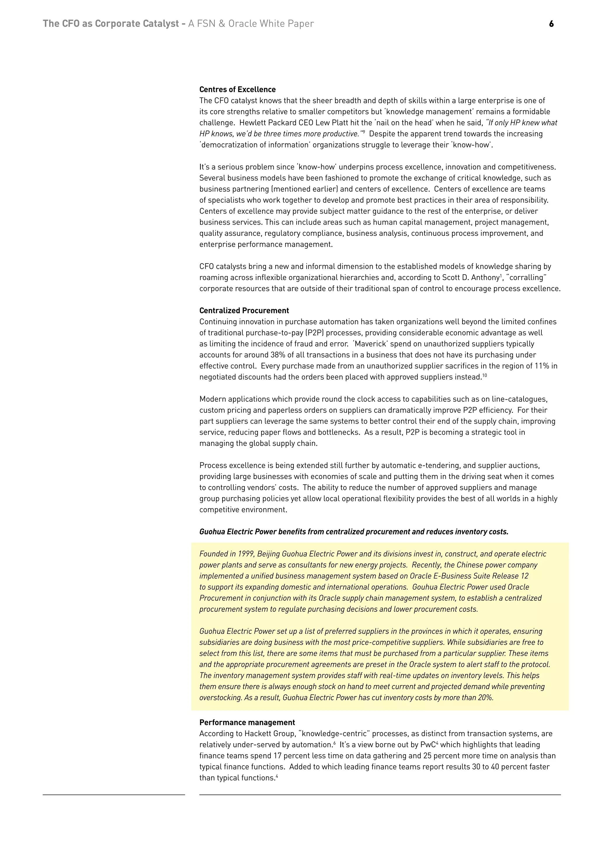 The role of finance process excellence | PDF | Business Administration ...