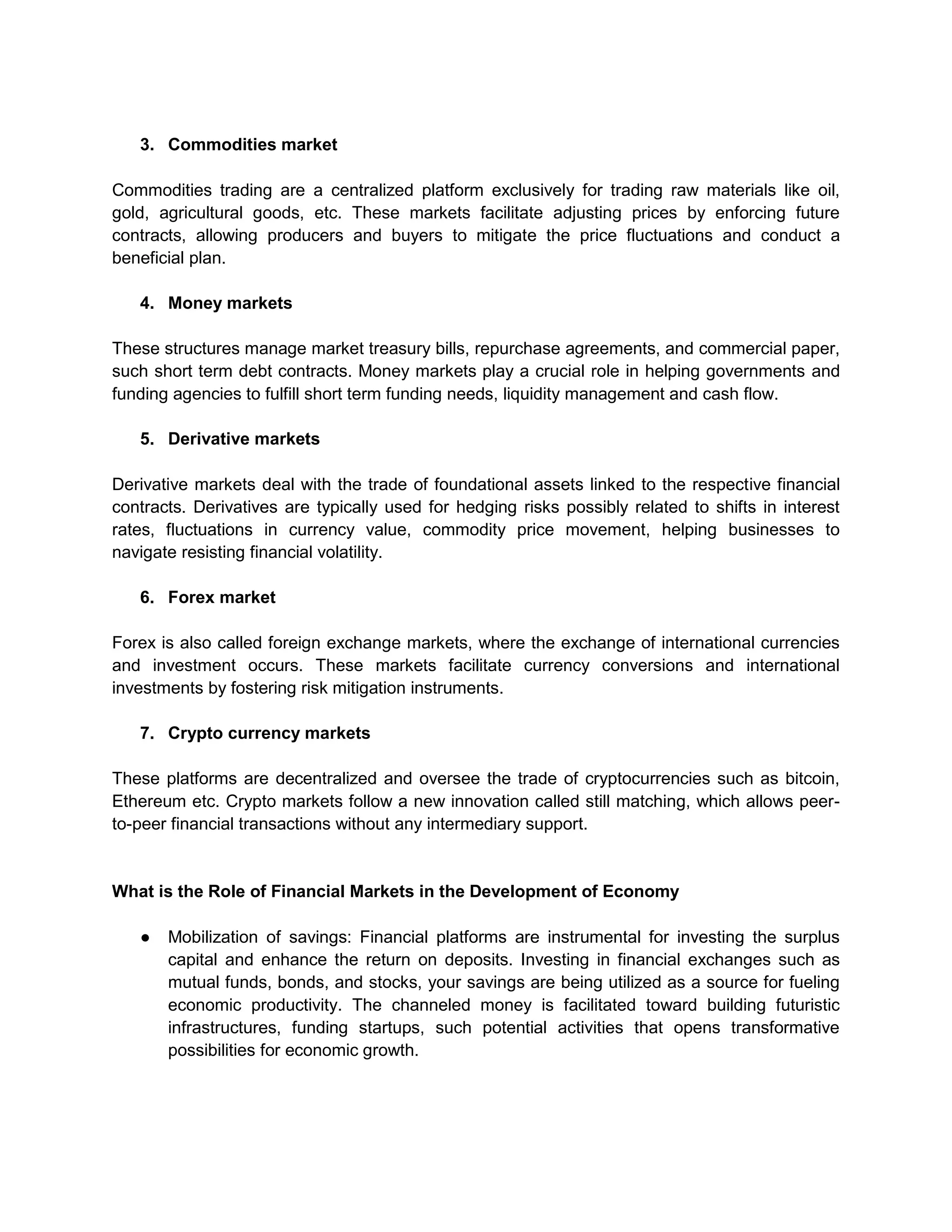 The Role of Financial Markets in the Growth of Economy | PDF