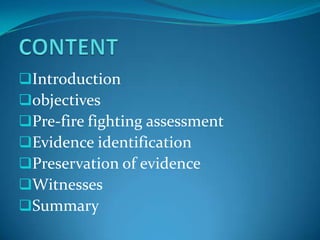 The role of first respondents in fire investigation | PPTX