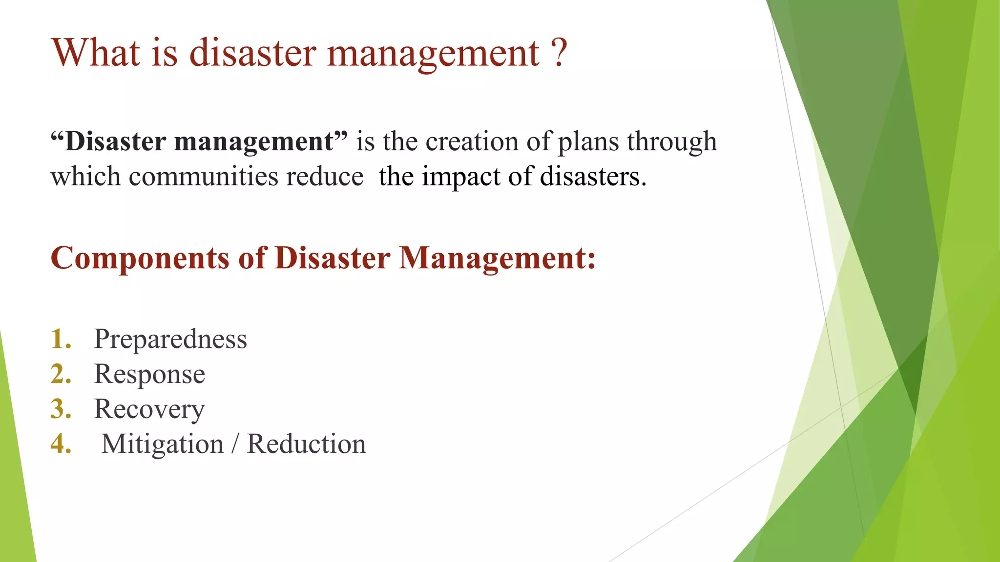 The role of government in a disaster management | PPTX