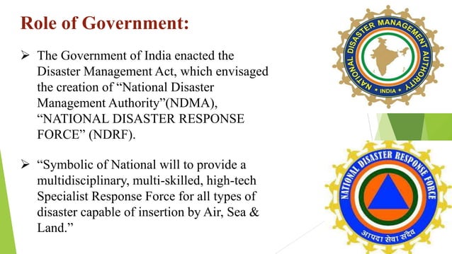 The role of government in a disaster management | PPT