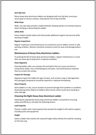 The Role of Heavy Duty Aluminium Ladders in Industrial Settings | PDF