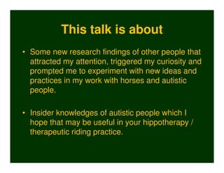 The role of hippotherapy in autism pdf | PDF