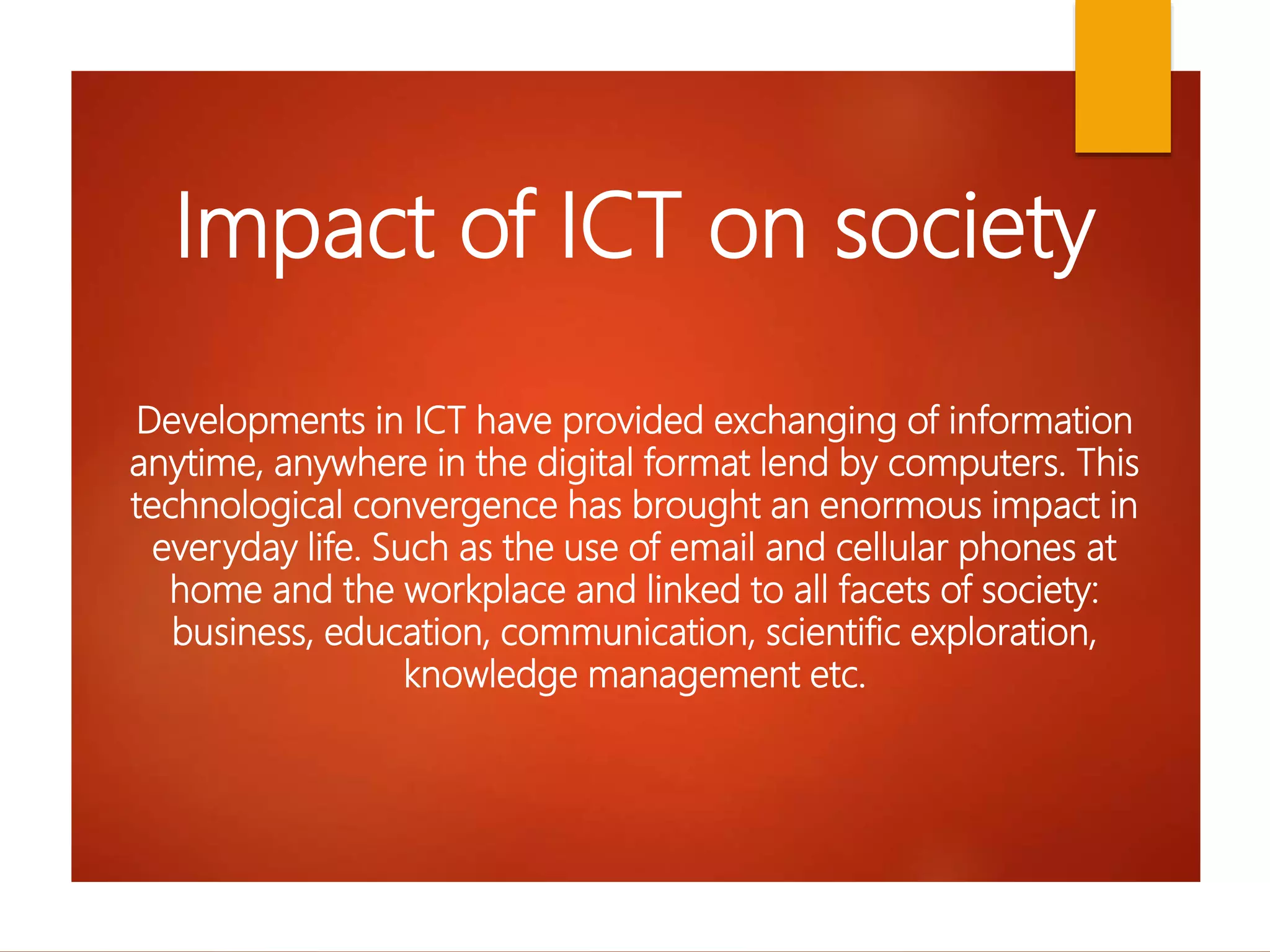 The Role of ICT in Key Sectors of Society’s Development | PPTX
