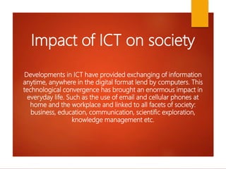 The Role of ICT in Key Sectors of Society’s Development | PPTX