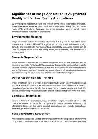 The Role of Image Annotation in Augmented Reality and Virtual Reality ...