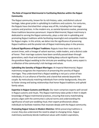 The Role of Imperial Matrimonial in Facilitating Matches within the Rajput Community.pdf
