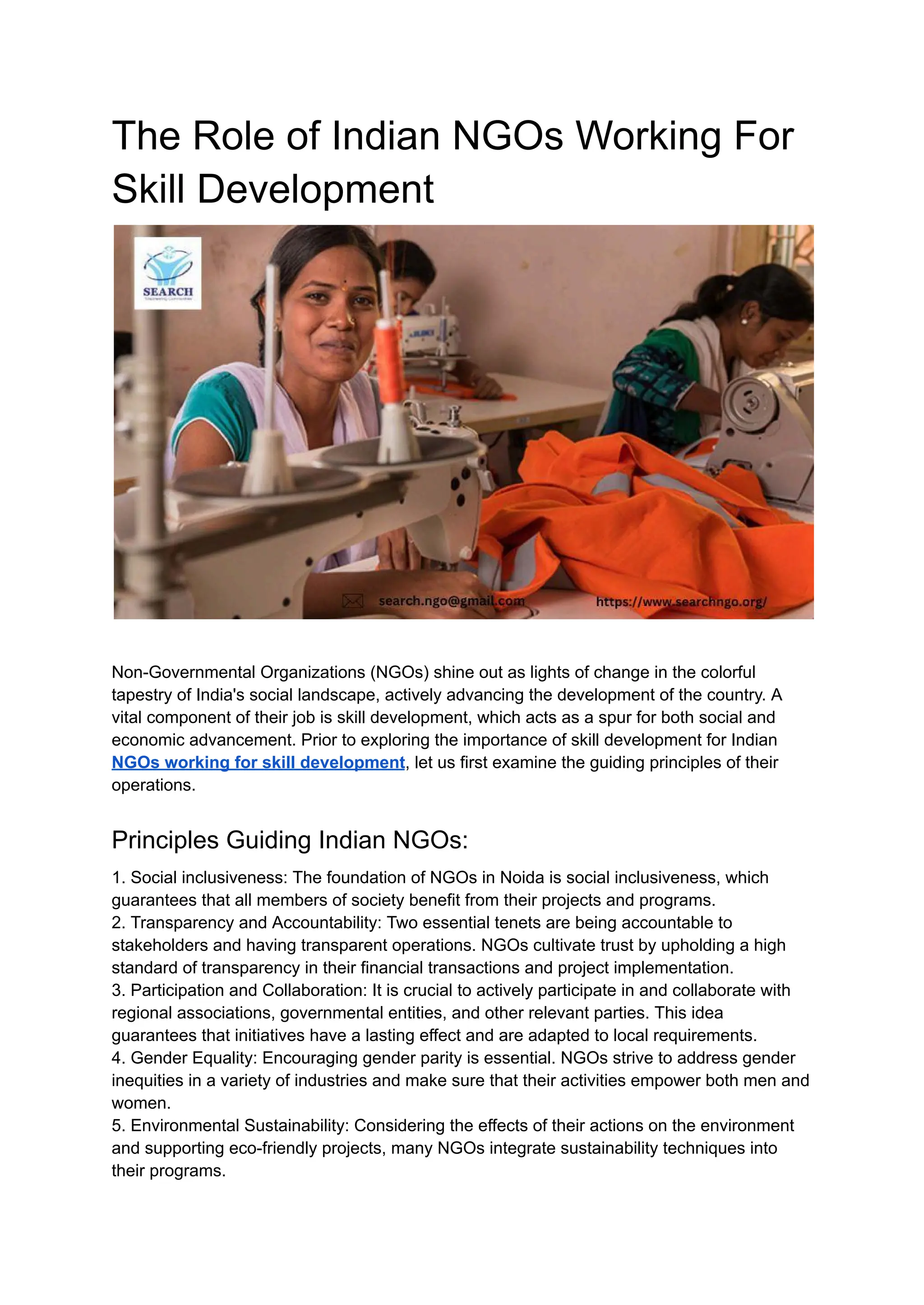 The Role of Indian NGOs Working For Skill Development | PDF | Non-Profit Organizations | Industries