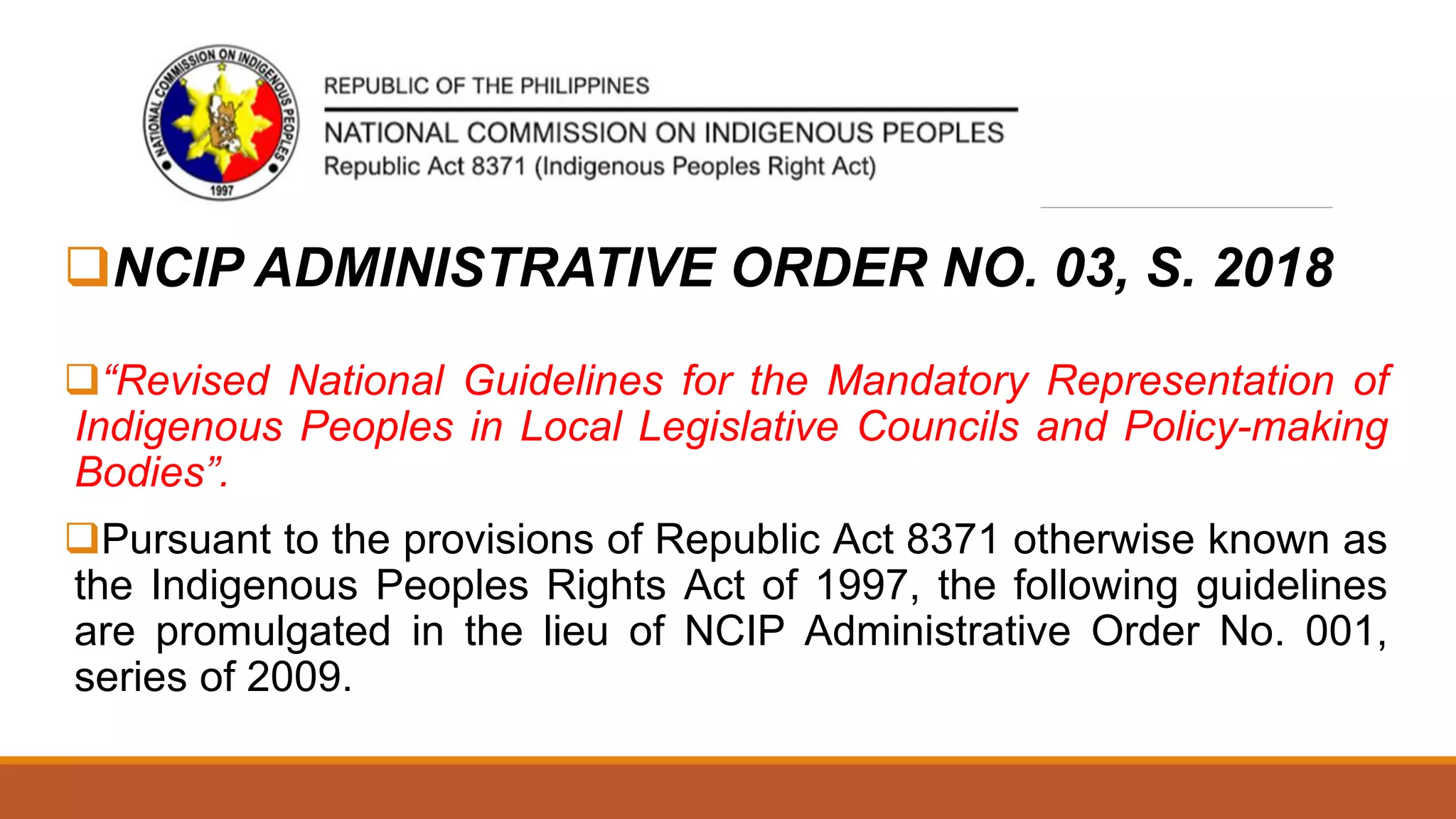 The Roles of Indigenous Peoples Organization, Tribal Leaders ...