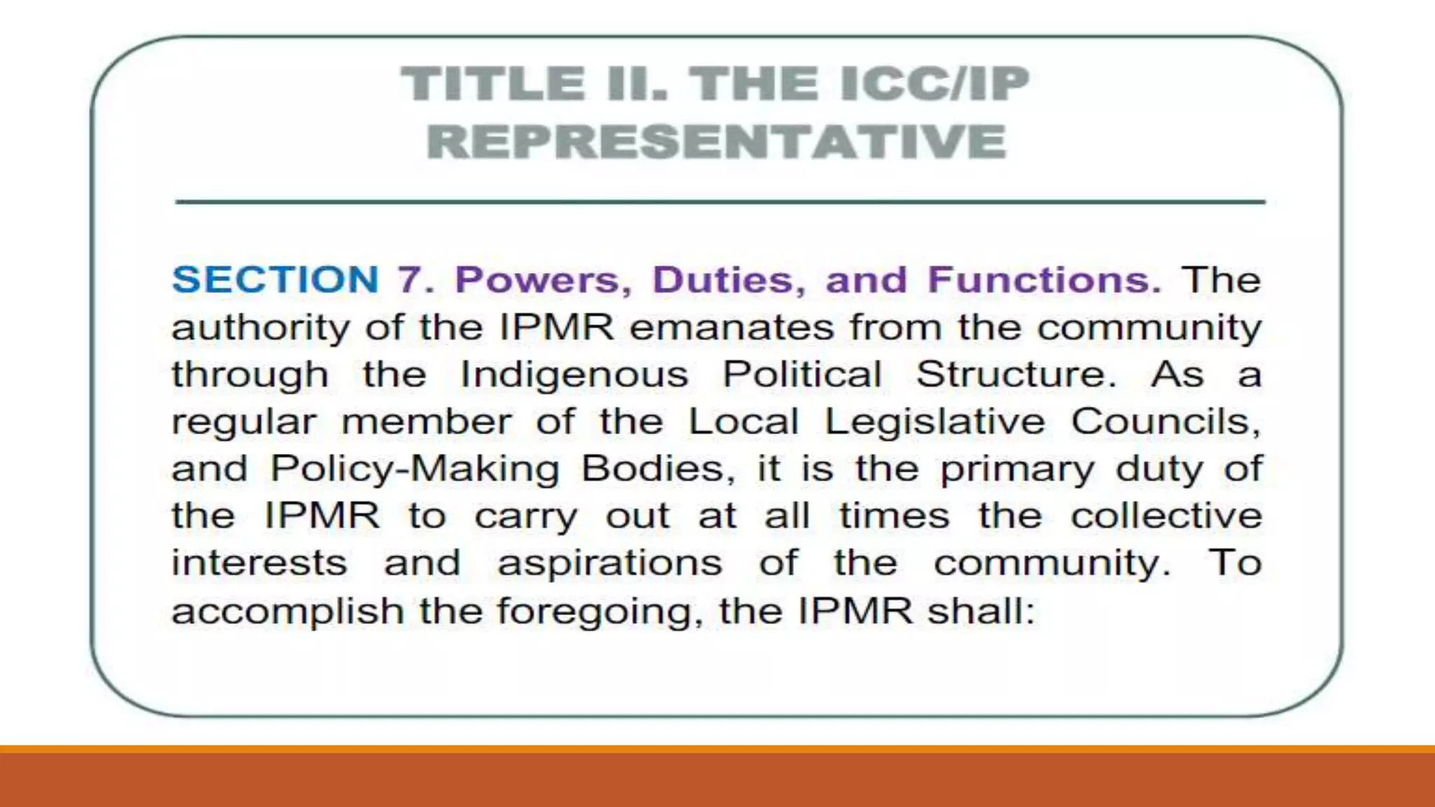 The Roles of Indigenous Peoples Organization, Tribal Leaders ...