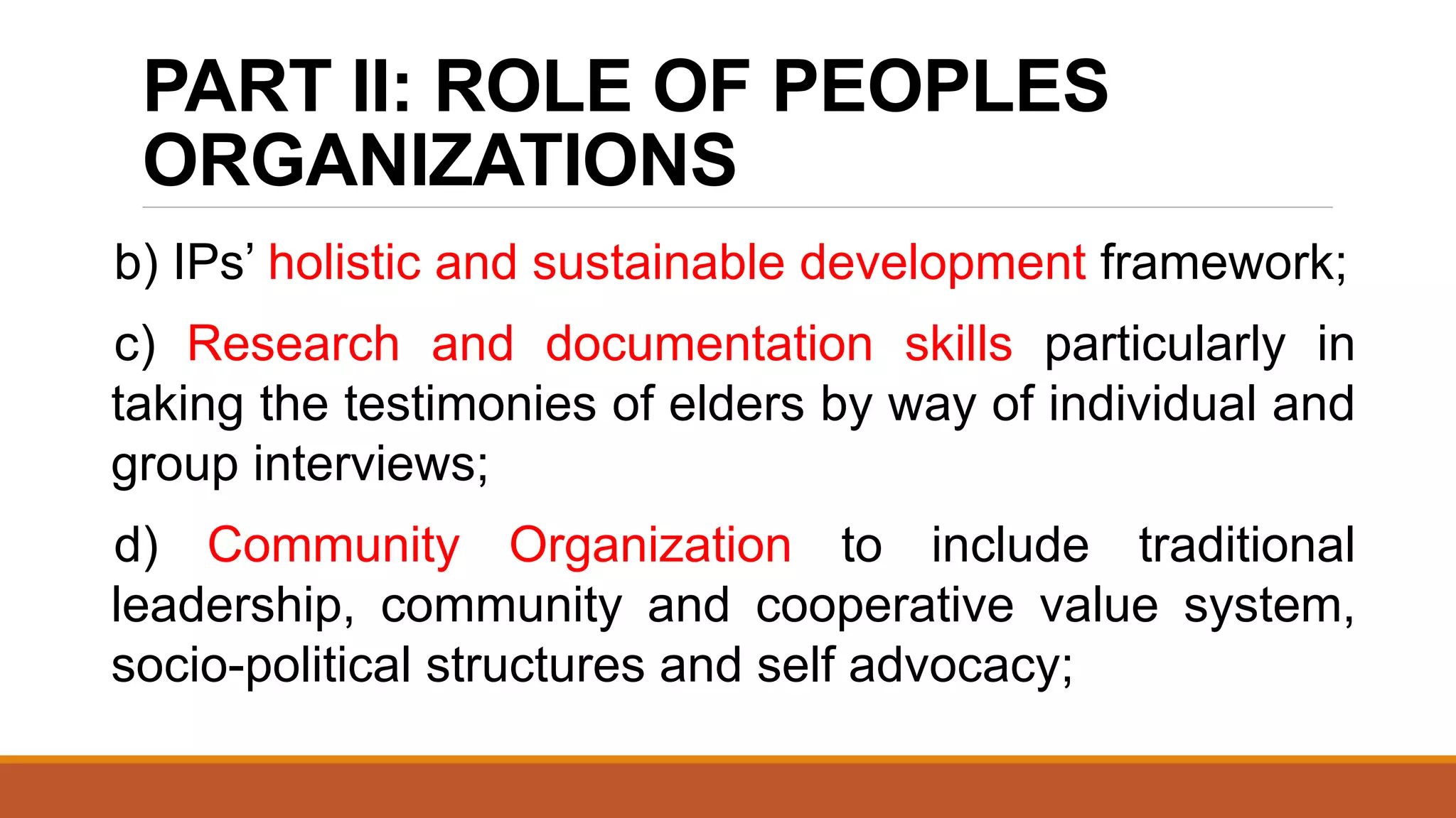 The Roles of Indigenous Peoples Organization, Tribal Leaders ...