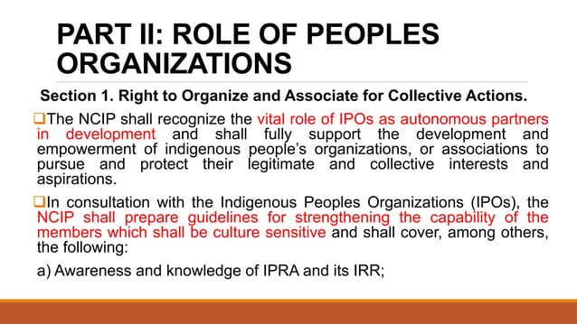 The Roles of Indigenous Peoples Organization, Tribal Leaders ...