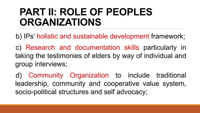 The Roles of Indigenous Peoples Organization, Tribal Leaders ...