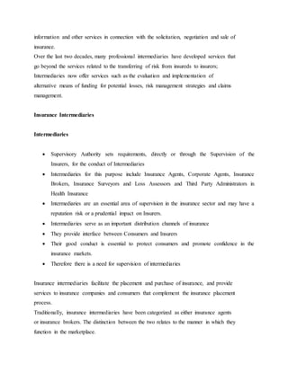 The role of insurance intermediaries | DOCX