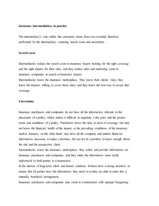 The role of insurance intermediaries | DOCX