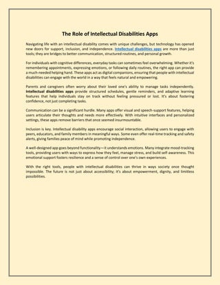 The Role of Intellectual Disabilities Apps | PDF