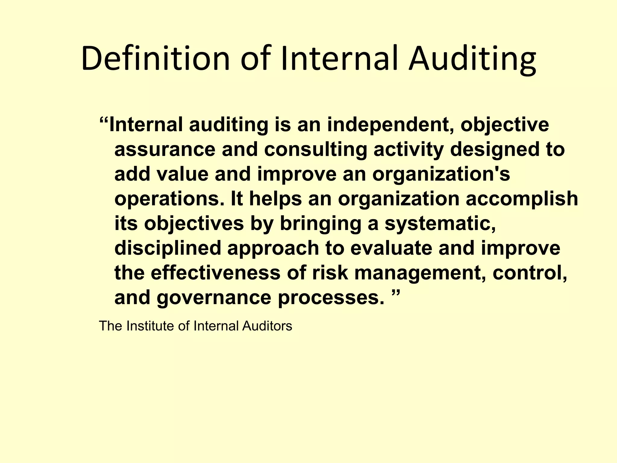 The Role of Internal Audit Department | PPTX