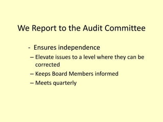The Role of Internal Audit Department | PPTX