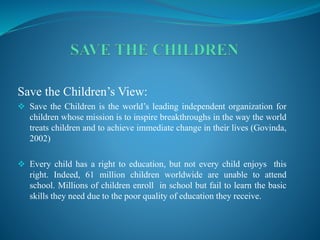 The role of international organization in education policy and planning ...