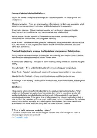 The Role of Interpersonal Relationships in Building a Positive ...