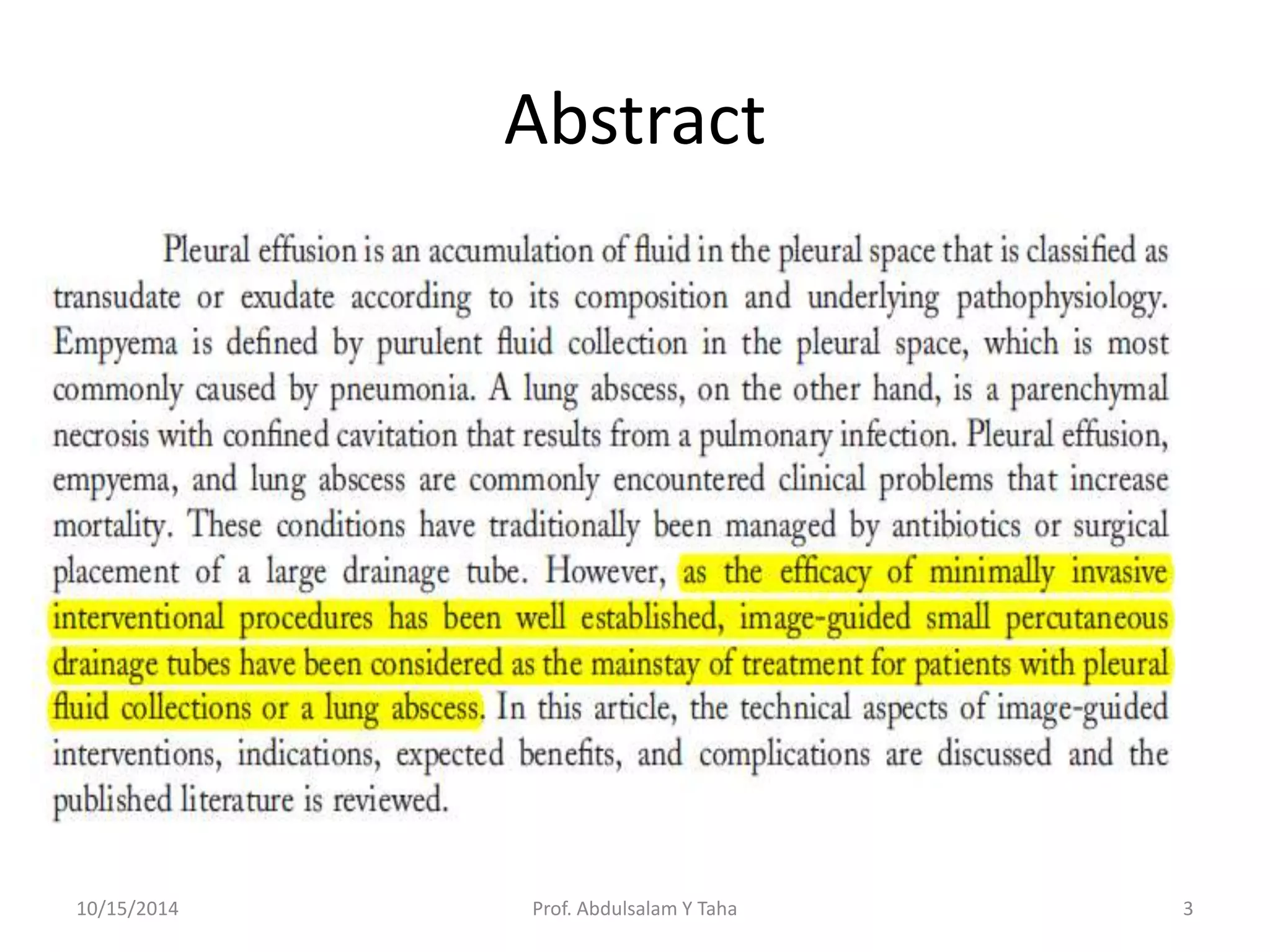 The role of interventional radiology in management of Plural effusion ...