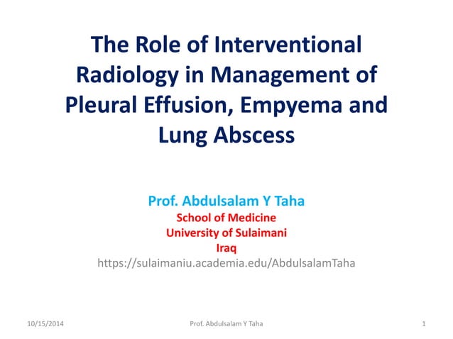 The role of interventional radiology in management of Plural effusion ...
