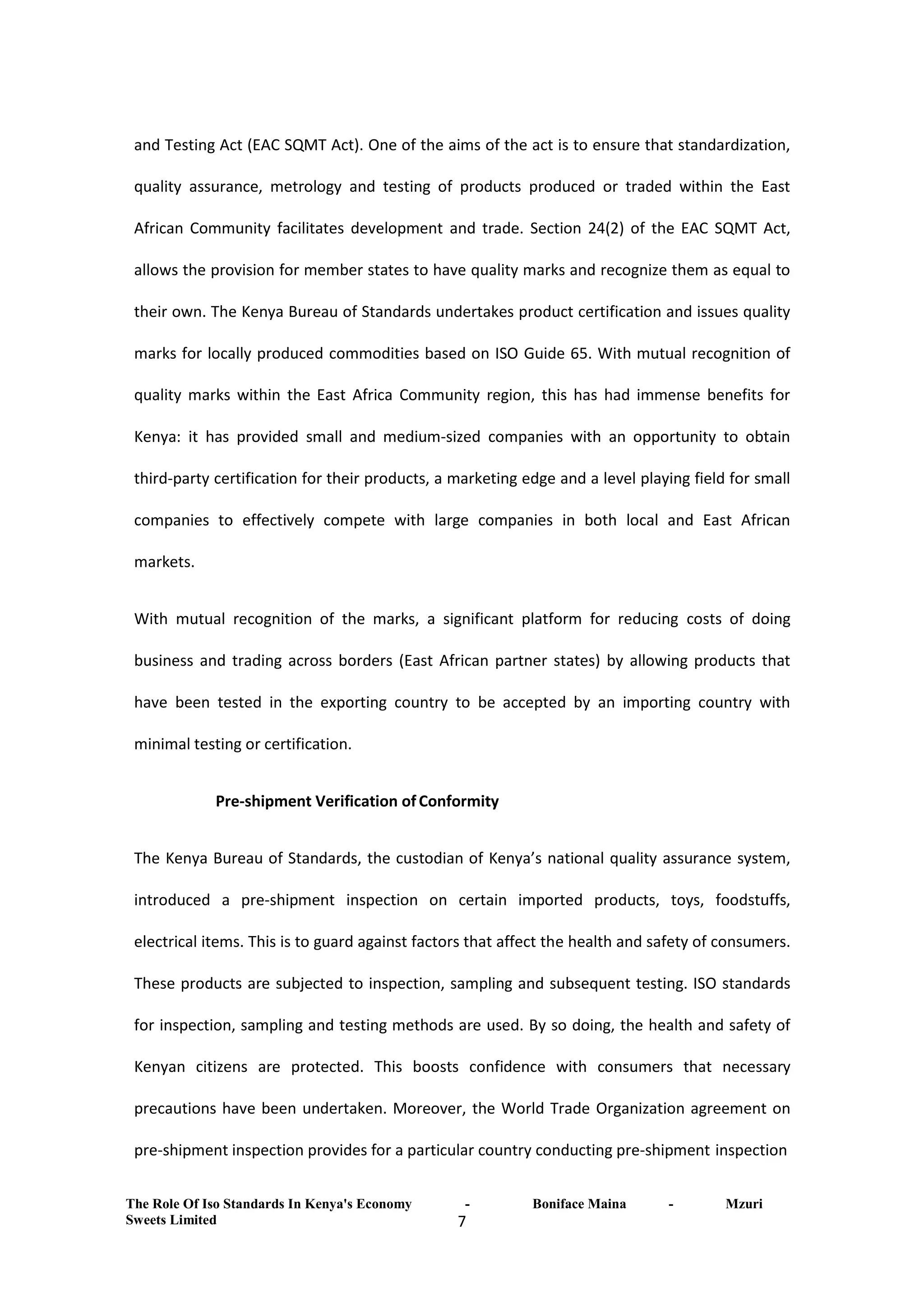 THE ROLE OF ISO STANDARDS IN KENYA'S ECONOMY | PDF